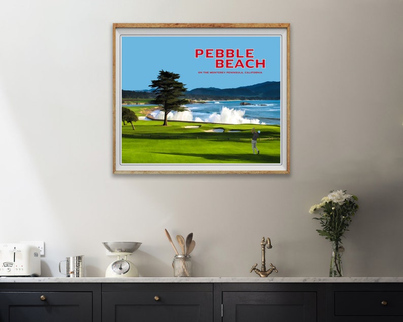 Golf Poster Pebble Beach Golf Course Golf Print Golf Decor - Etsy