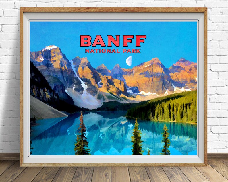 Banff National Park Poster, Banff Print, Canada Poster, Canadian Rockies Print, Moraine Lake ...