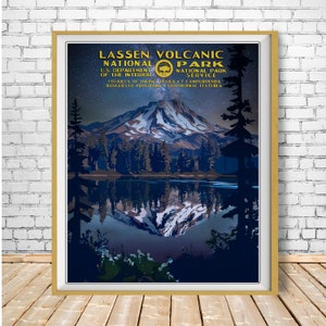 Mount Lassen Poster, National Park Poster, California Decor, Mount ...