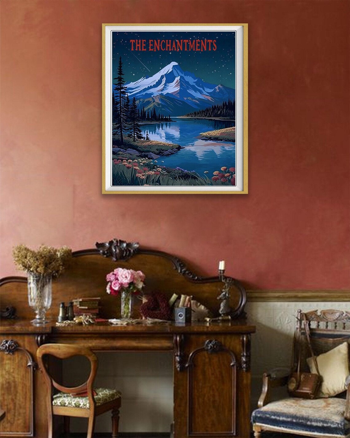 Enchantment Mountains Poster, Night Milky Way Print, Washington State ...