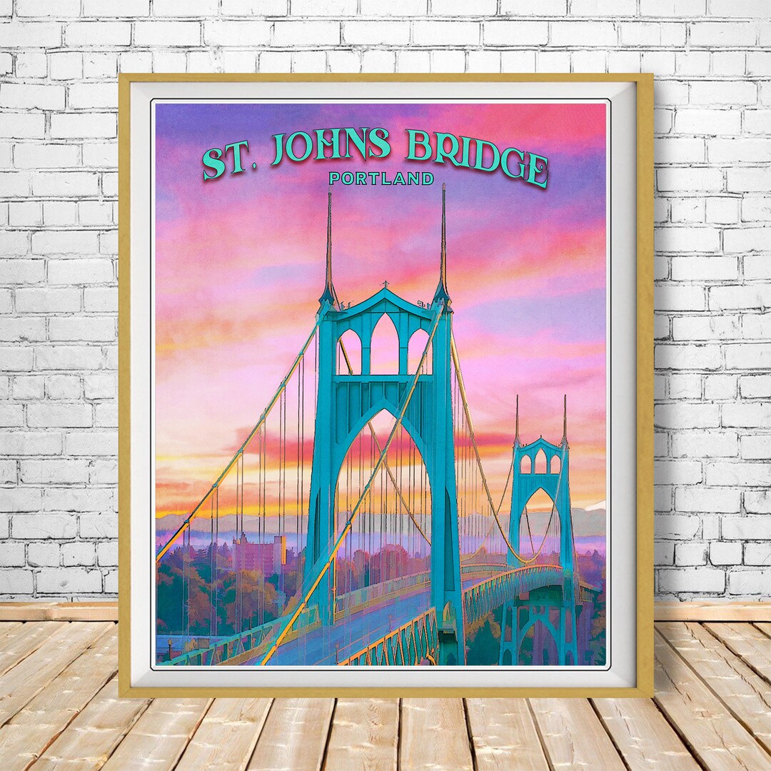 Portland Poster, St Johns Bridge Print, Oregon St1 #vp48 - Etsy
