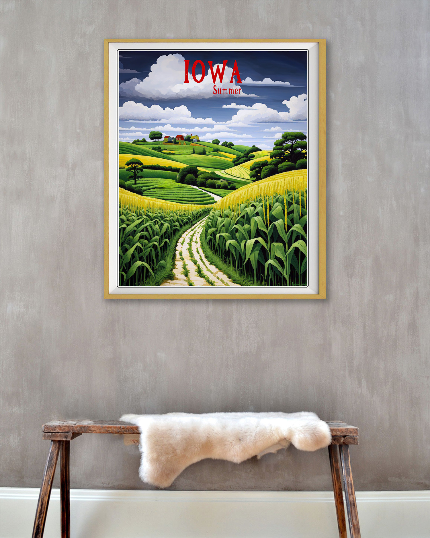 Iowa Poster, Iowa Landscape Print, Summer Landscape Poster, Iowa ...