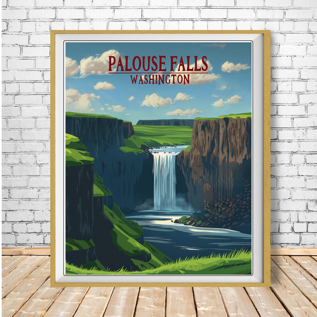 Palouse Falls Poster, Waterfall Print, Eastern Washington State ...