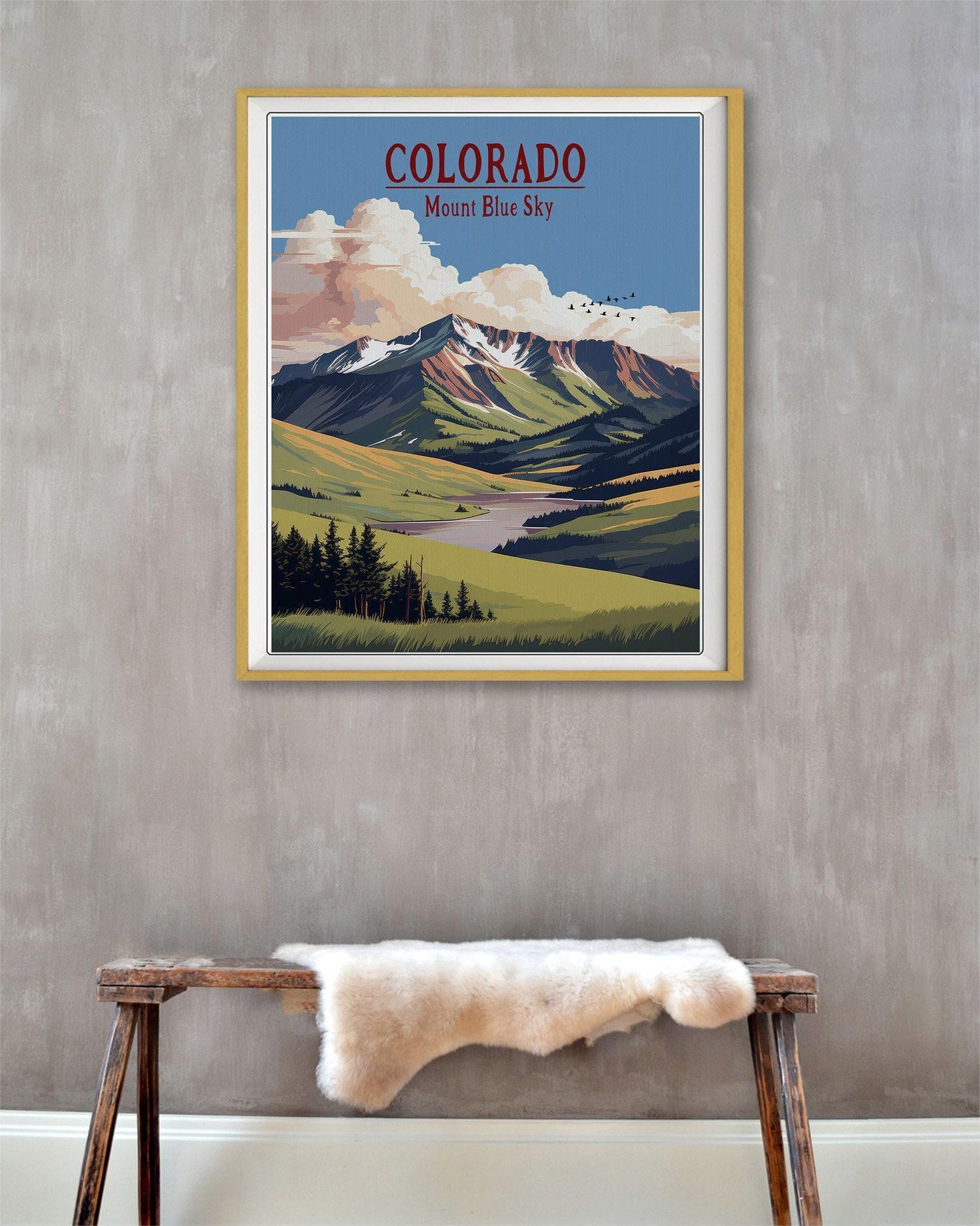 Mount Blue Sky Poster, Colorado Print, Denver Art, Mount Blue Sky Print ...