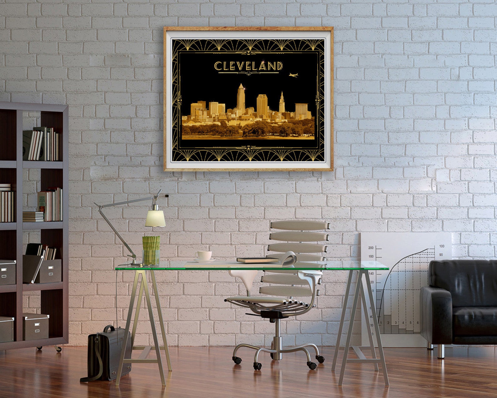 Cleveland Skyline Print Art Deco Poster Cleveland Poster | Etsy