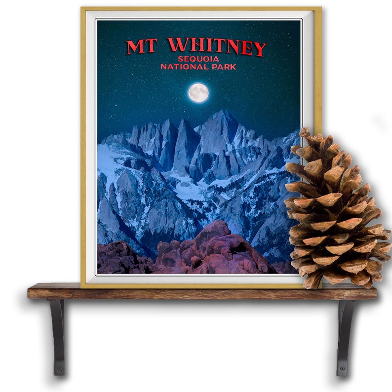 Mt Whitney Poster, Sequoia National Park Print, California Poster ...