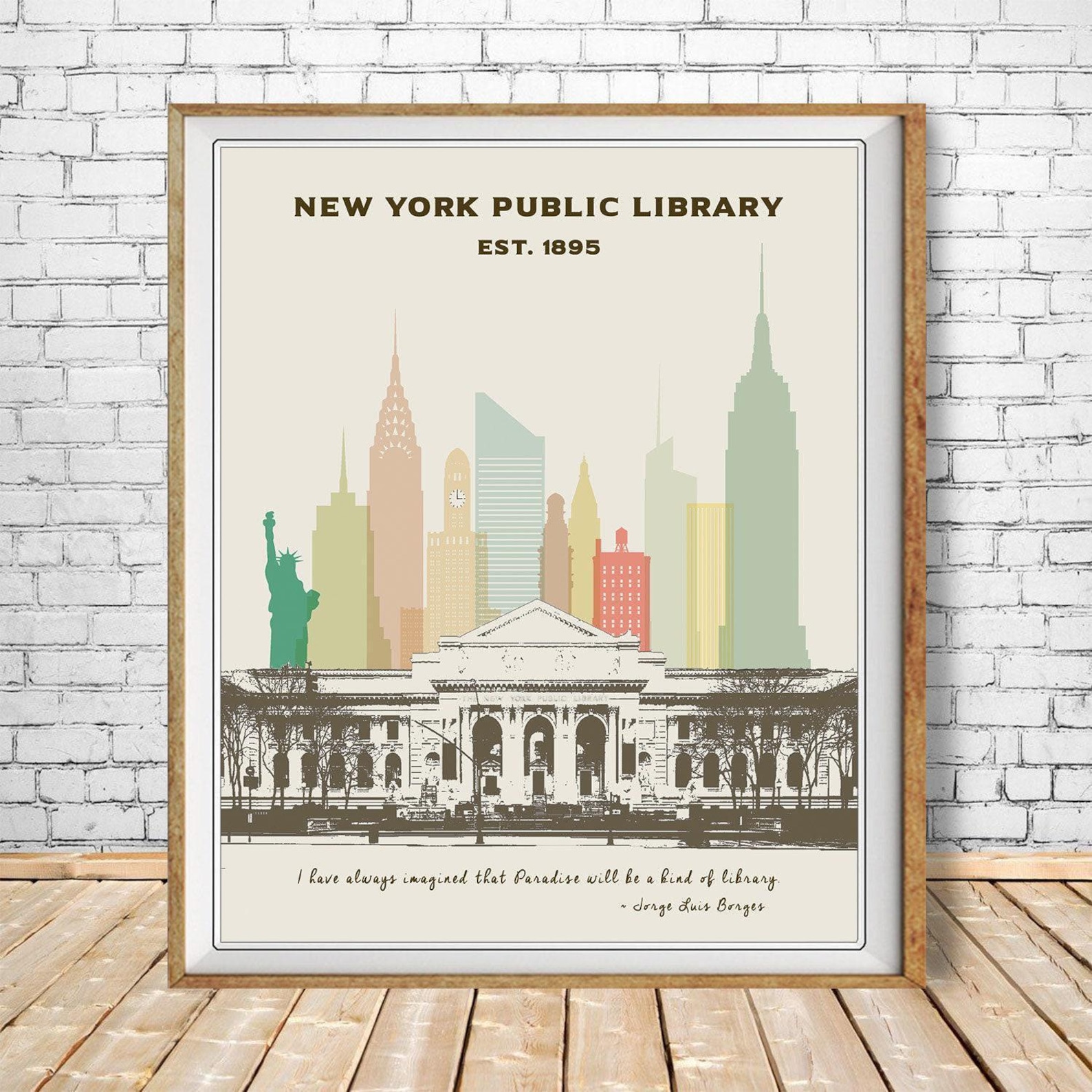 New York Library Print, New York City Poster, Library Poster, Nyc ...