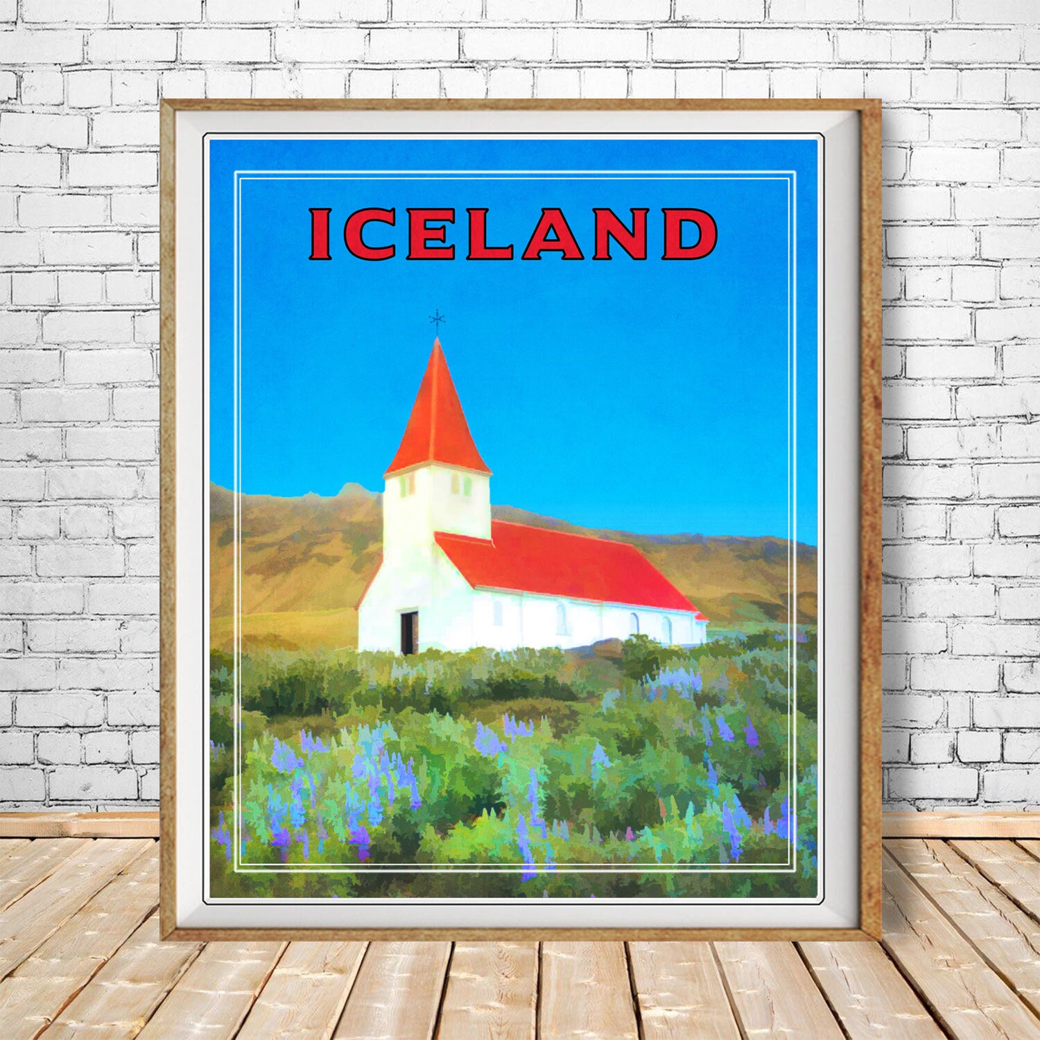 Prints Giclée Vintage Travel Poster #vp72 Iceland Church Print Iceland ...