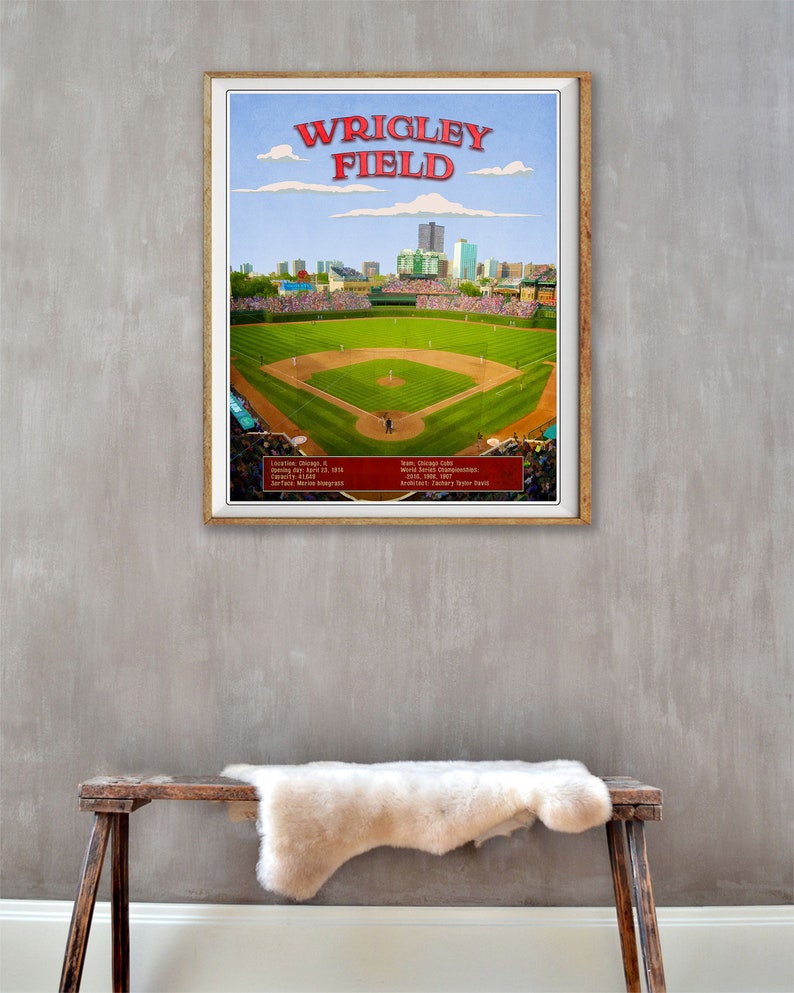 Chicago Cubs Poster Wrigley Field Print Chicago Decor - Etsy