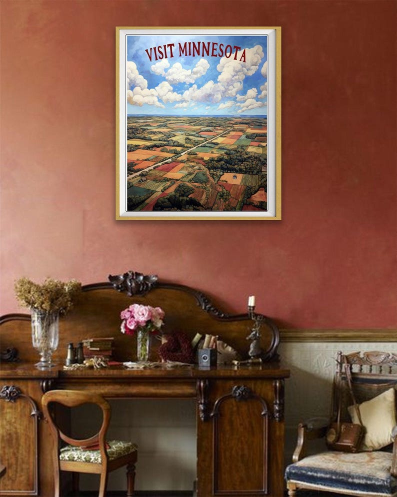 Minnesota Poster, Farm Landscape, Minnesota Countryside Print ...