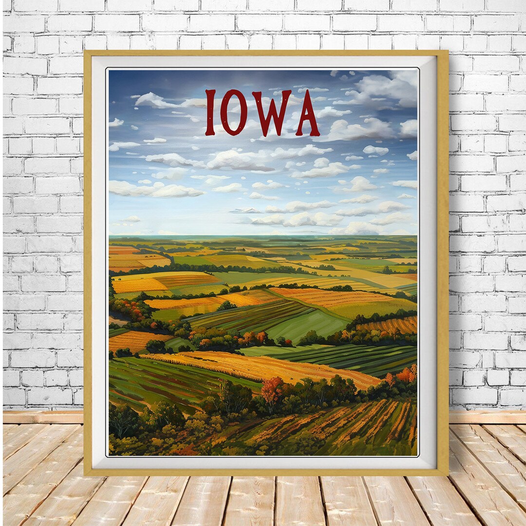 Iowa Poster, Iowa Print, Farm Landscape, Iowa Decor, Des Moines Decor ...