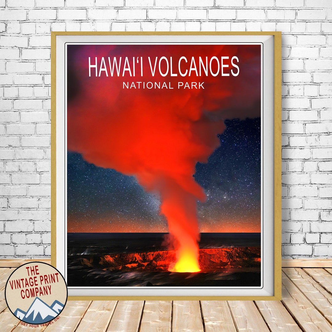 Hawai'i Volcanoes Poster, Hawaii Print, National Park Poster, National ...