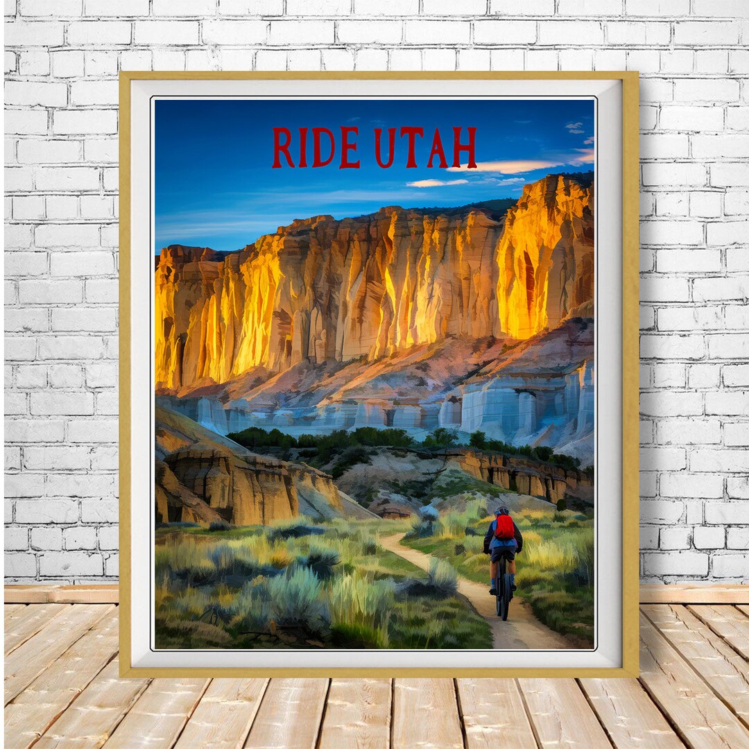 Mountain Bike Poster, Utah Poster, MTB Print, Bike Print, Bike Riding ...