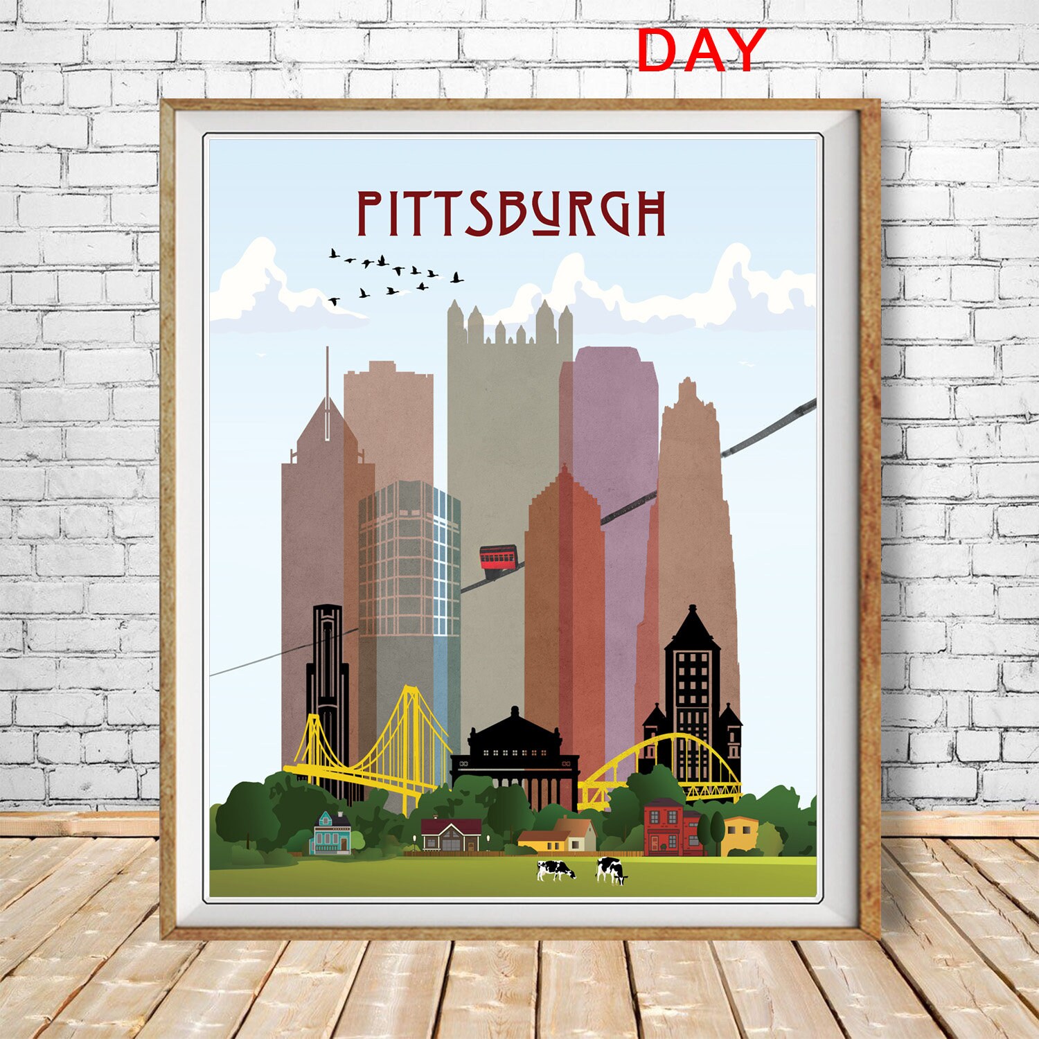 Pittsburgh Poster Pennsylvania Print Pittsburgh Skyline | Etsy