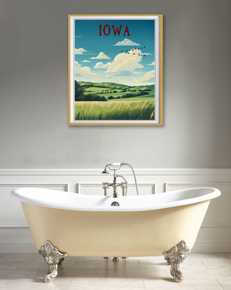 Iowa Poster, Iowa Landscape Print, Iowa Decor, Iowa Countryside, Des ...