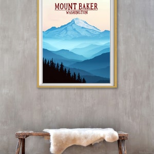 Mount Baker Poster, Cascade Mountains Print, Washington State, Seattle ...