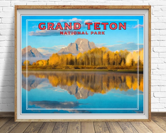 Grand Teton Poster National Park Print Teton Print Vintage | Etsy