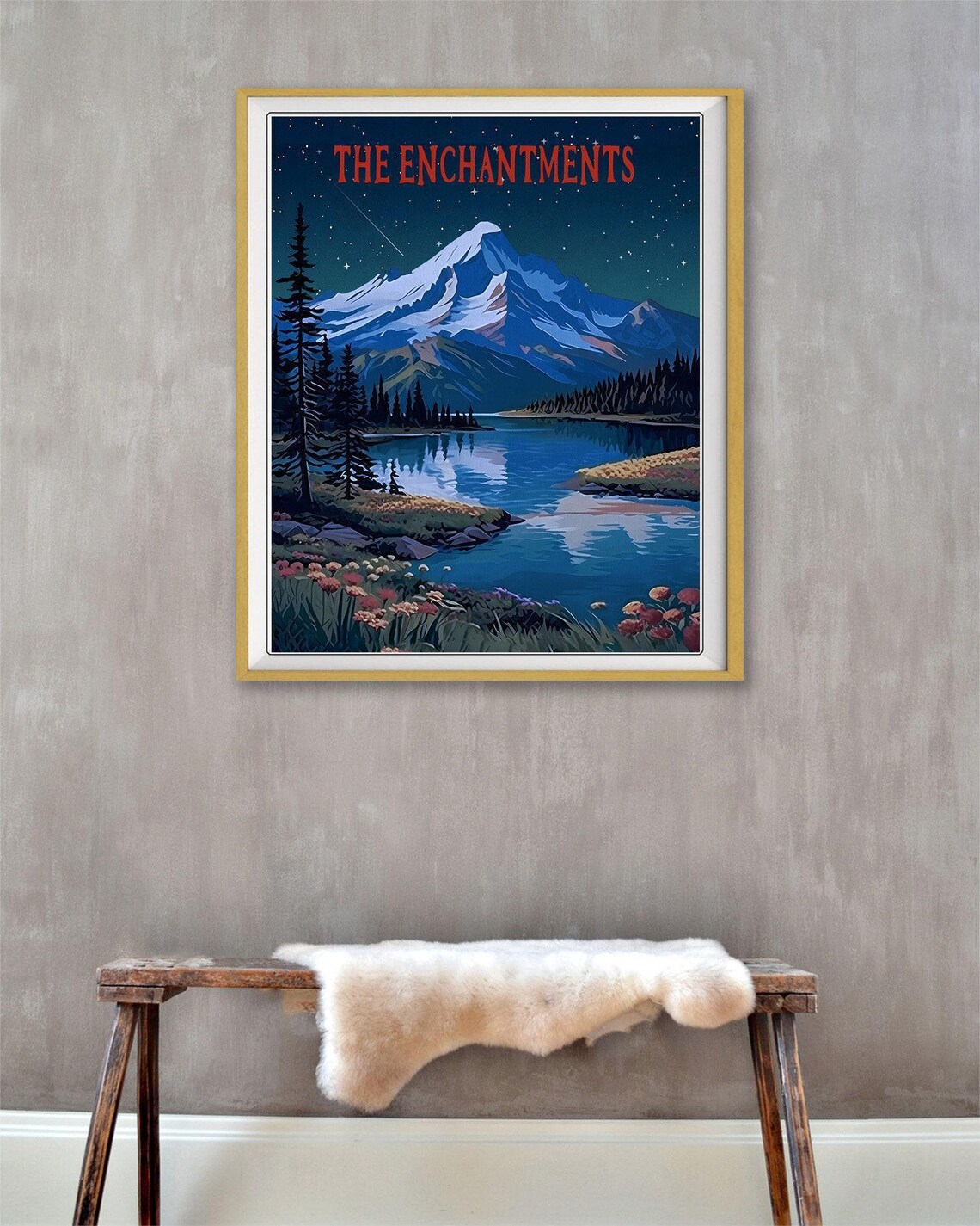 Enchantment Mountains Poster, Night Milky Way Print, Washington State ...