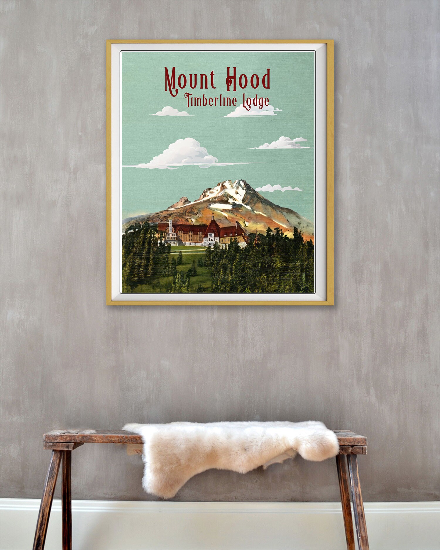Mt Hood Poster, Timberline Lodge Print, Oregon Decor, Portland Art ...