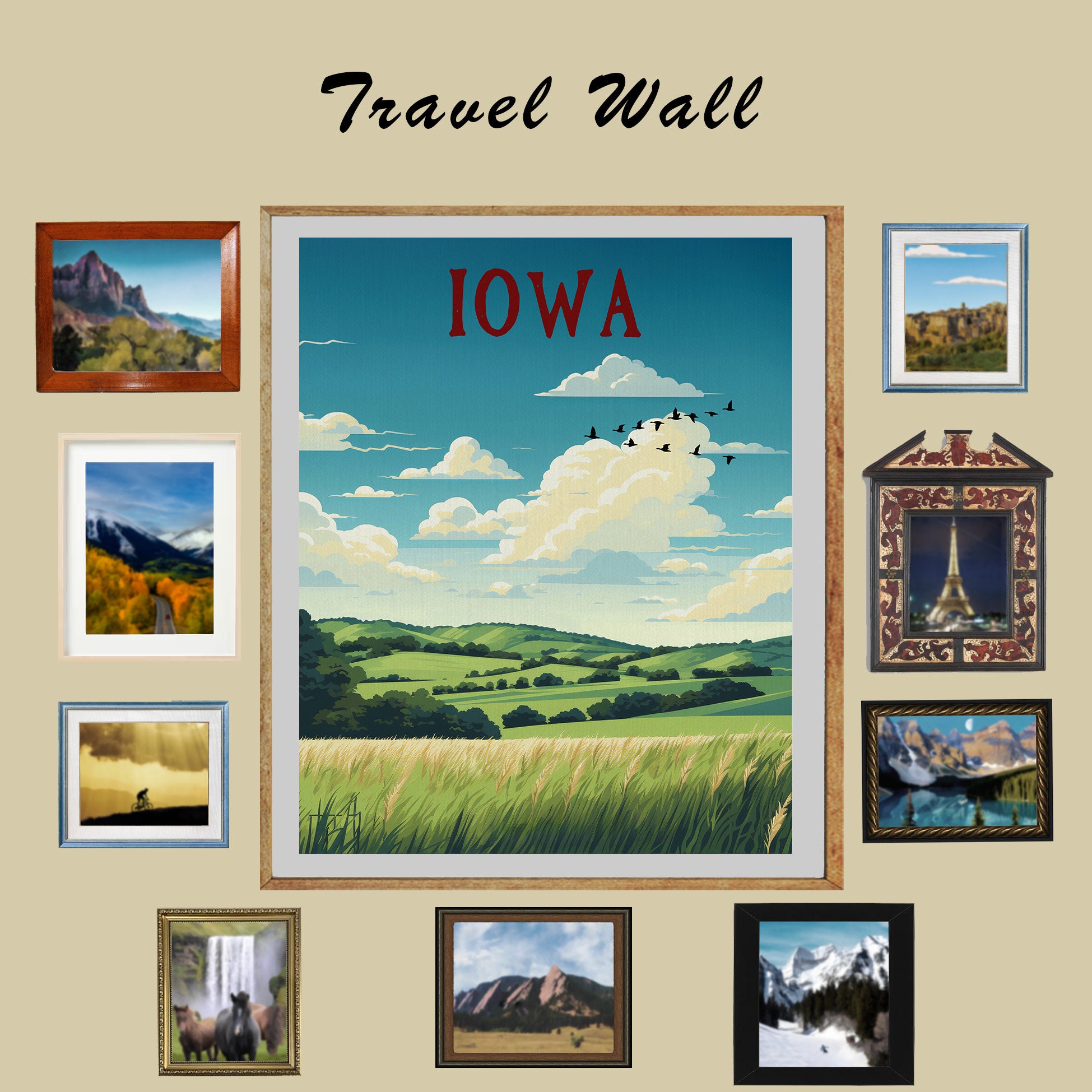 Iowa Poster, Iowa Landscape Print, Iowa Decor, Iowa Countryside, Des ...