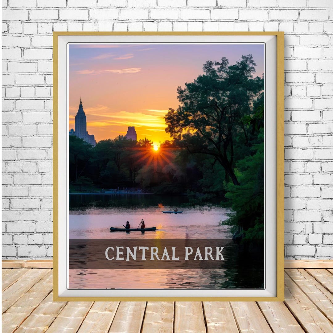 Central Park Poster, New York City Print, Central Park Canoes, New York ...