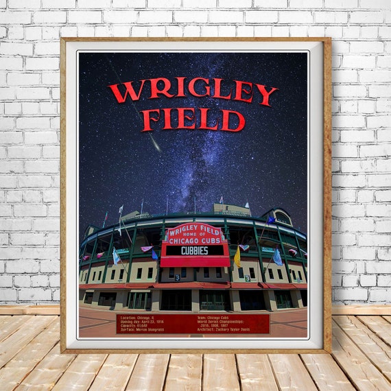 Chicago Cubs Poster Wrigley Field Print Chicago Decor Milky | Etsy