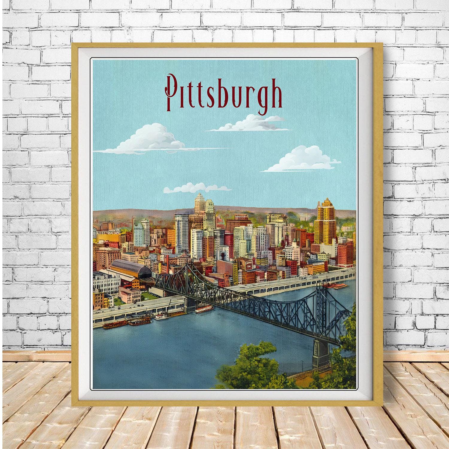 Pittsburgh Poster, Pennsylvania Print, Travel Poster, Pittsburgh Decor ...
