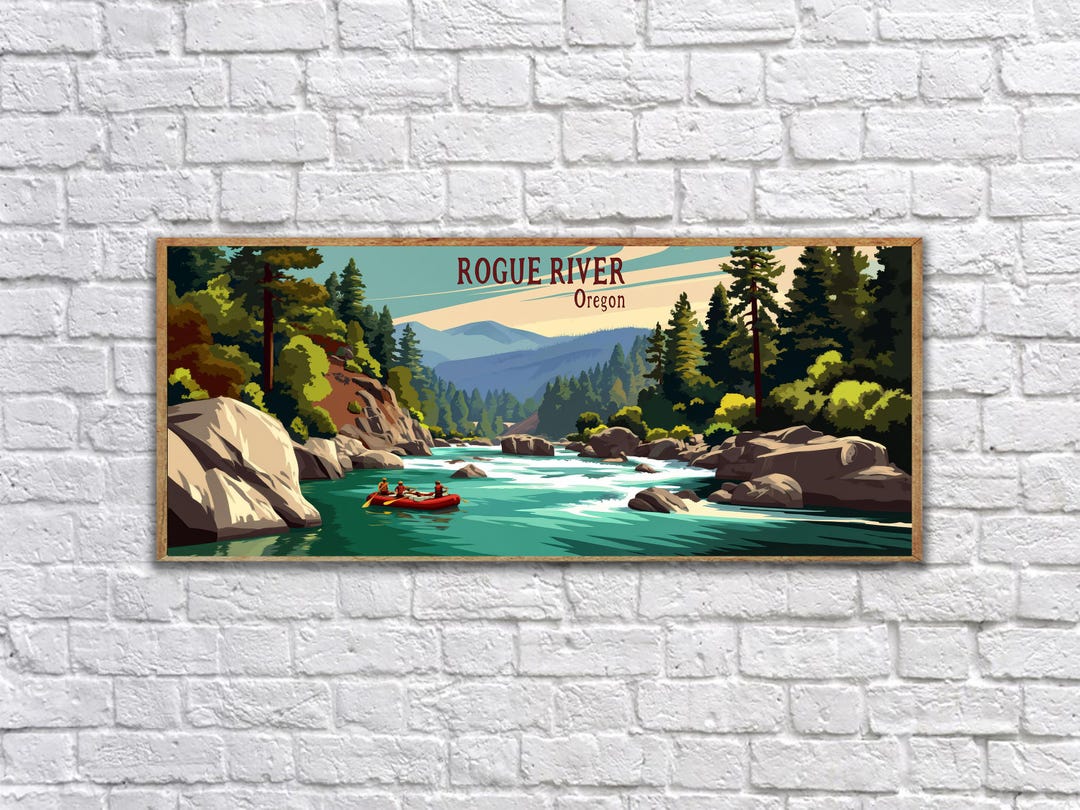 Rogue River Rafting Poster | Oregon Whitewater Raft Wall Art ...
