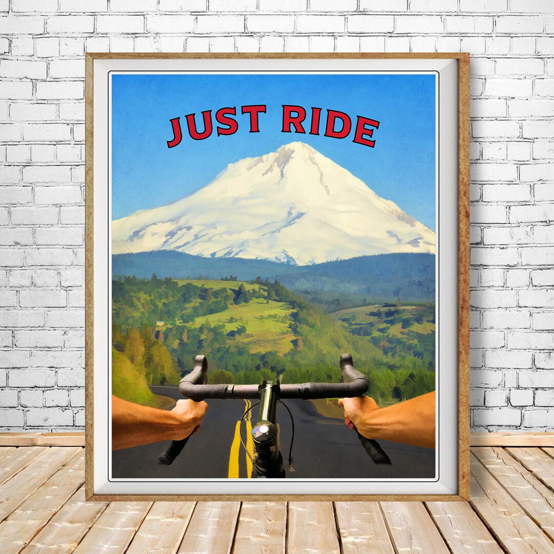 Bicycle Poster, Portland Poster, Mt Hood Poster, Biking Print, Bike ...