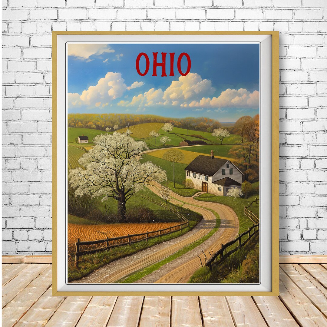 Ohio Poster, Rural Ohio Landscape Print, Spring Landscape Poster, Ohio ...