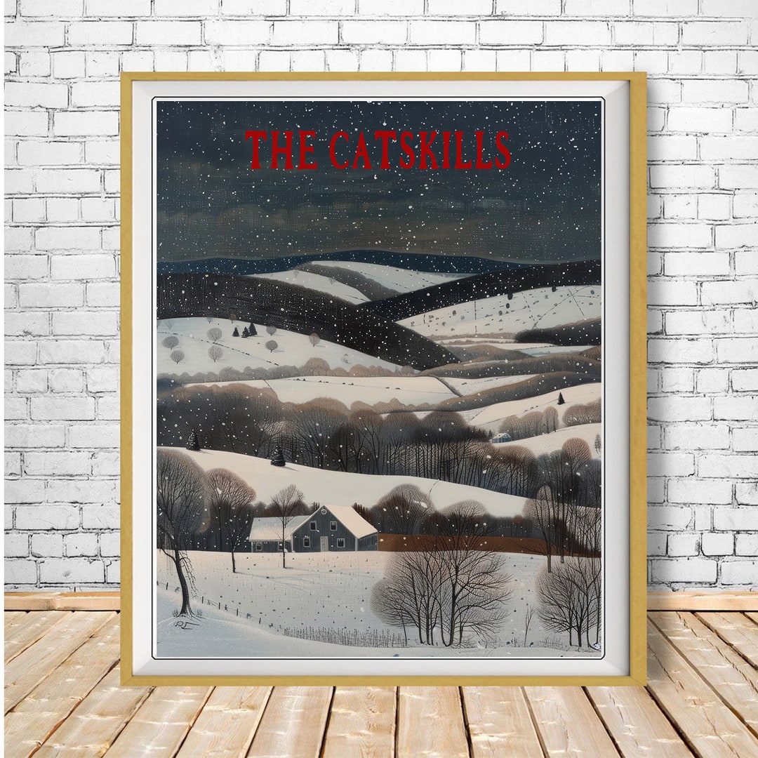 Catskills Poster, Rural New York Countryside Print, Winter Landscape ...