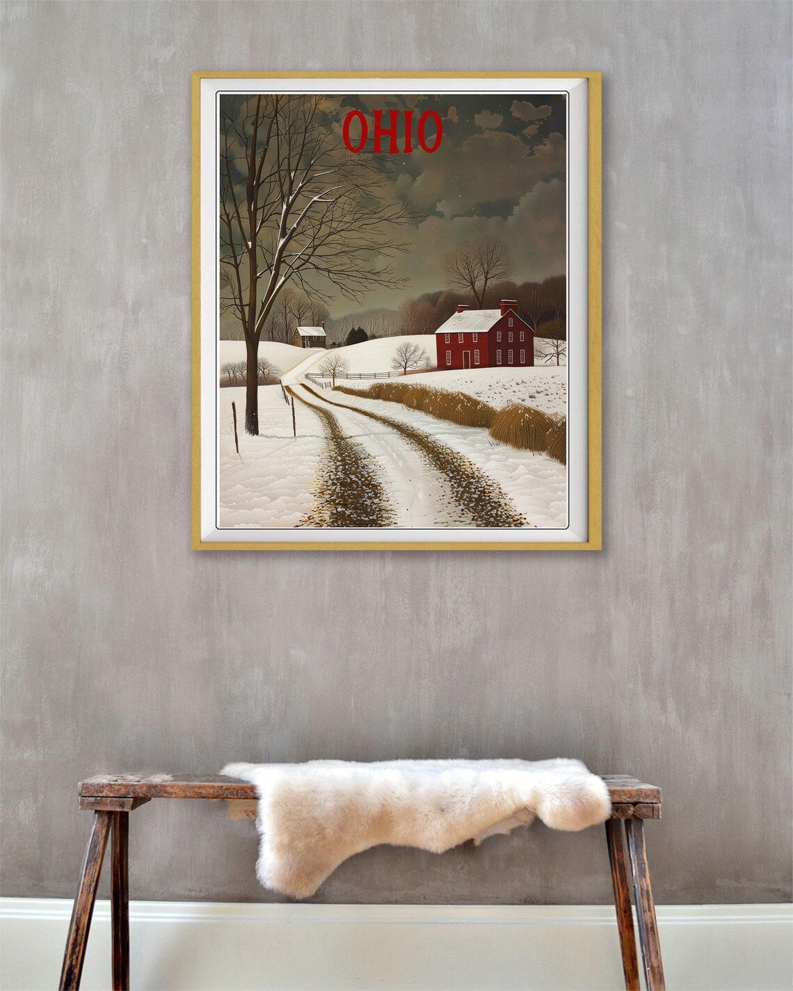Ohio Poster, Rural Ohio Landscape Print, Winter Landscape Poster, Ohio ...