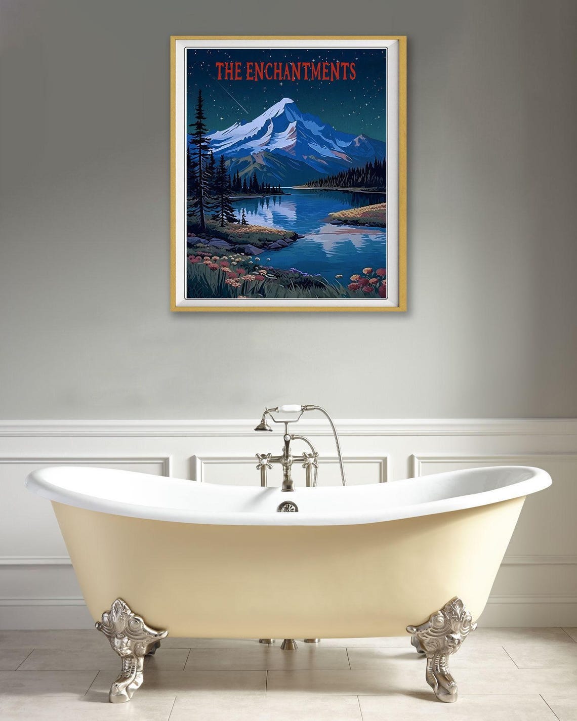 Enchantment Mountains Poster, Night Milky Way Print, Washington State ...