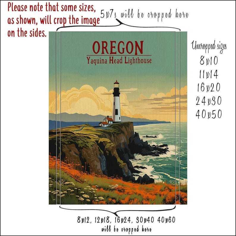 Oregon Coast Poster, Lighthouse Print, Portland Oregon, Yaquina Head ...