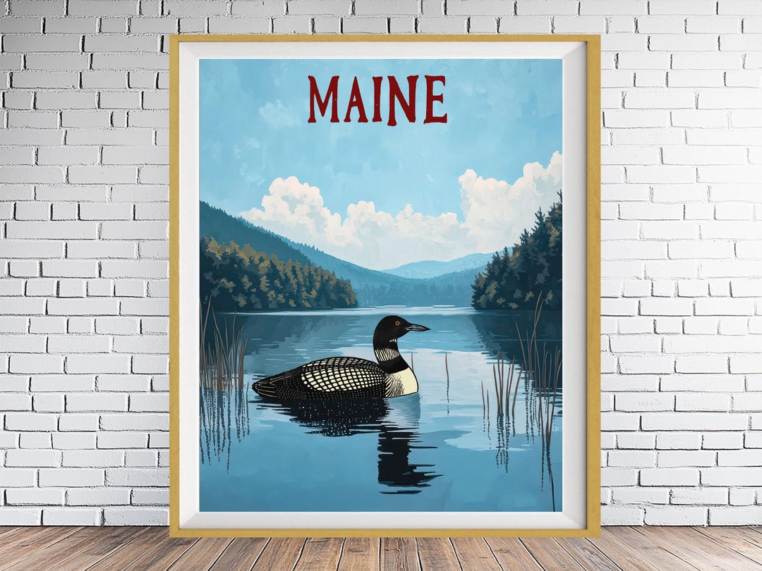 Maine Poster, Loon Print, Portland Poster, Lake House Decor, Loon ...