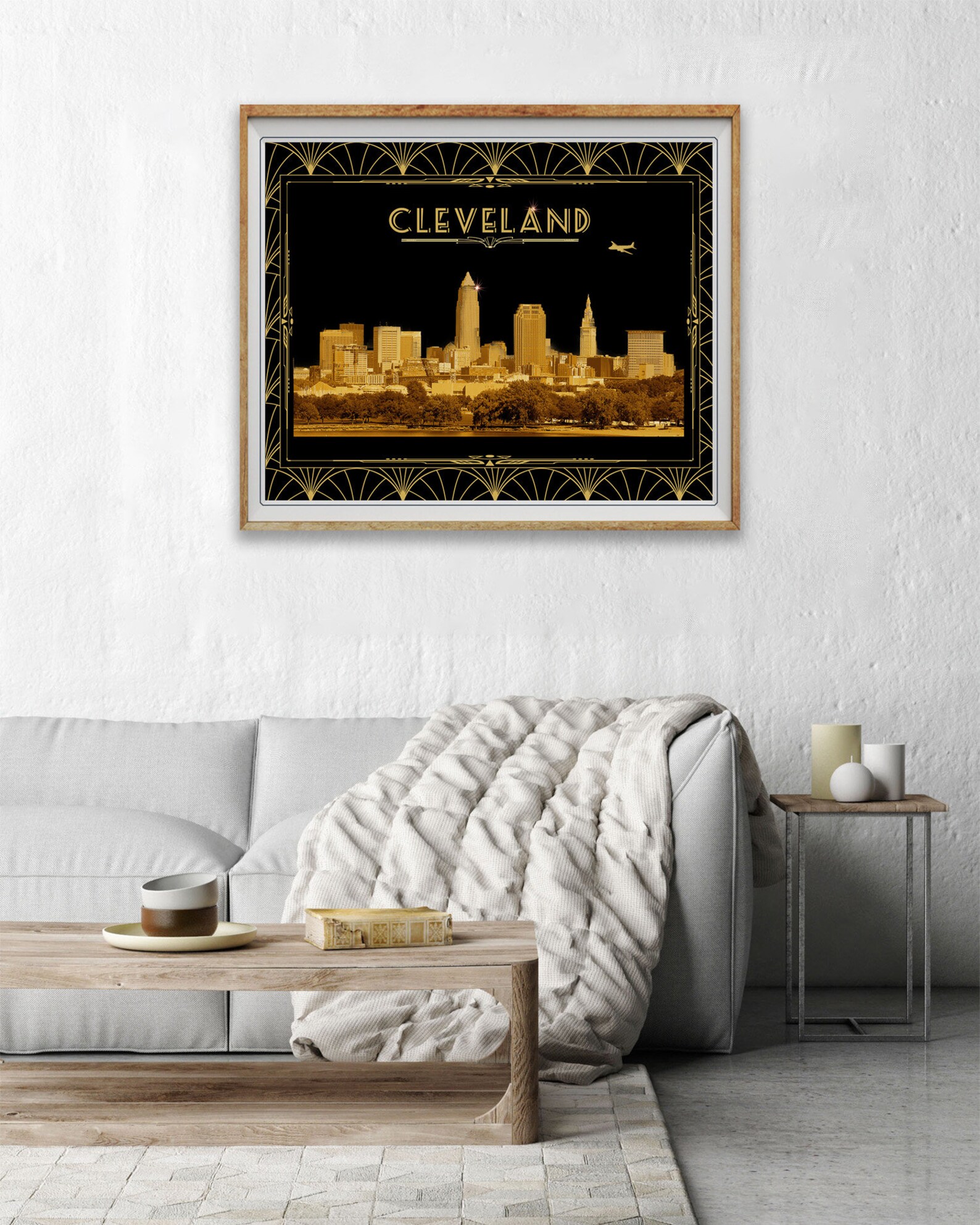 Cleveland Skyline Print Art Deco Poster Cleveland Poster | Etsy