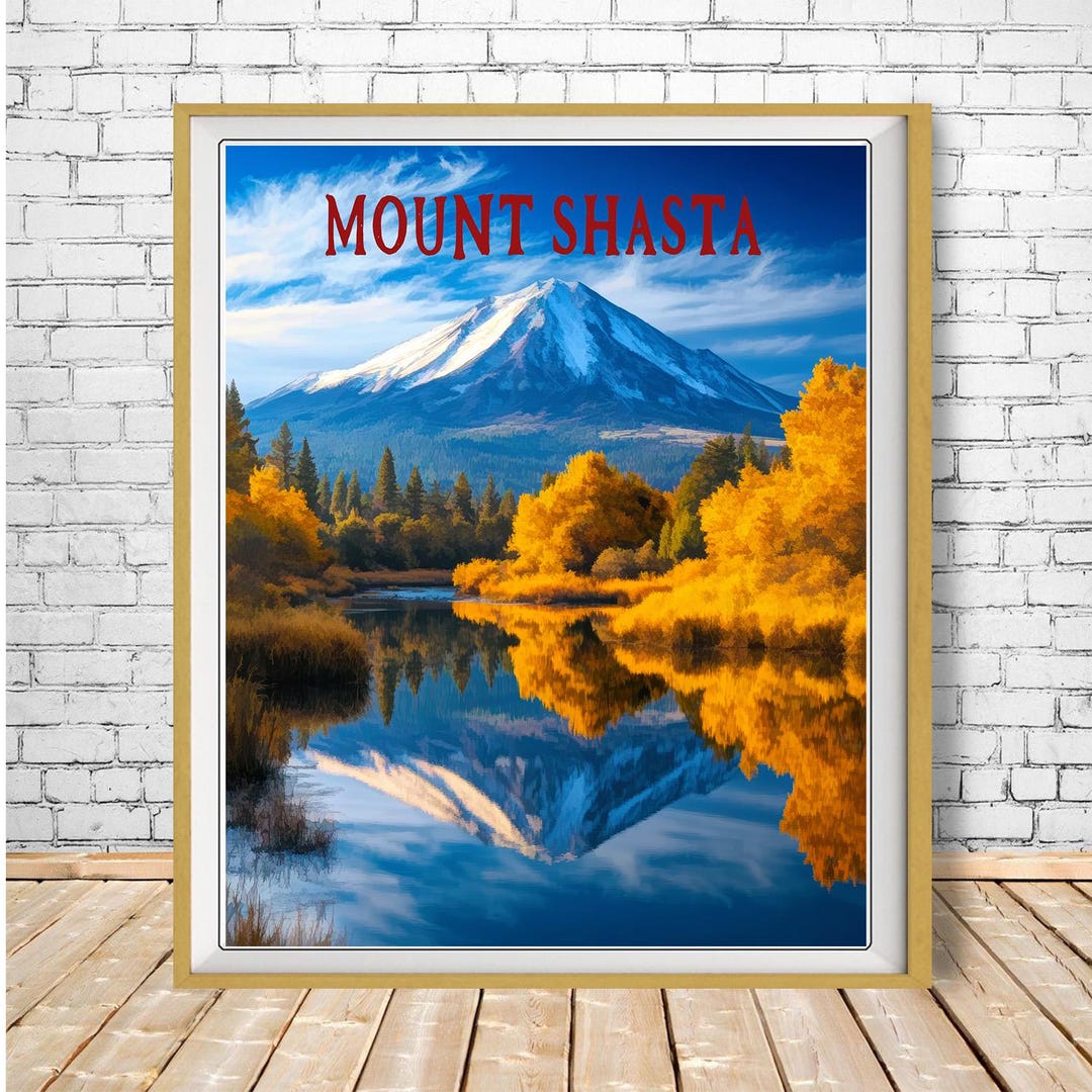 Mt Shasta Poster, California Print, Mount Shasta Print, Northern ...