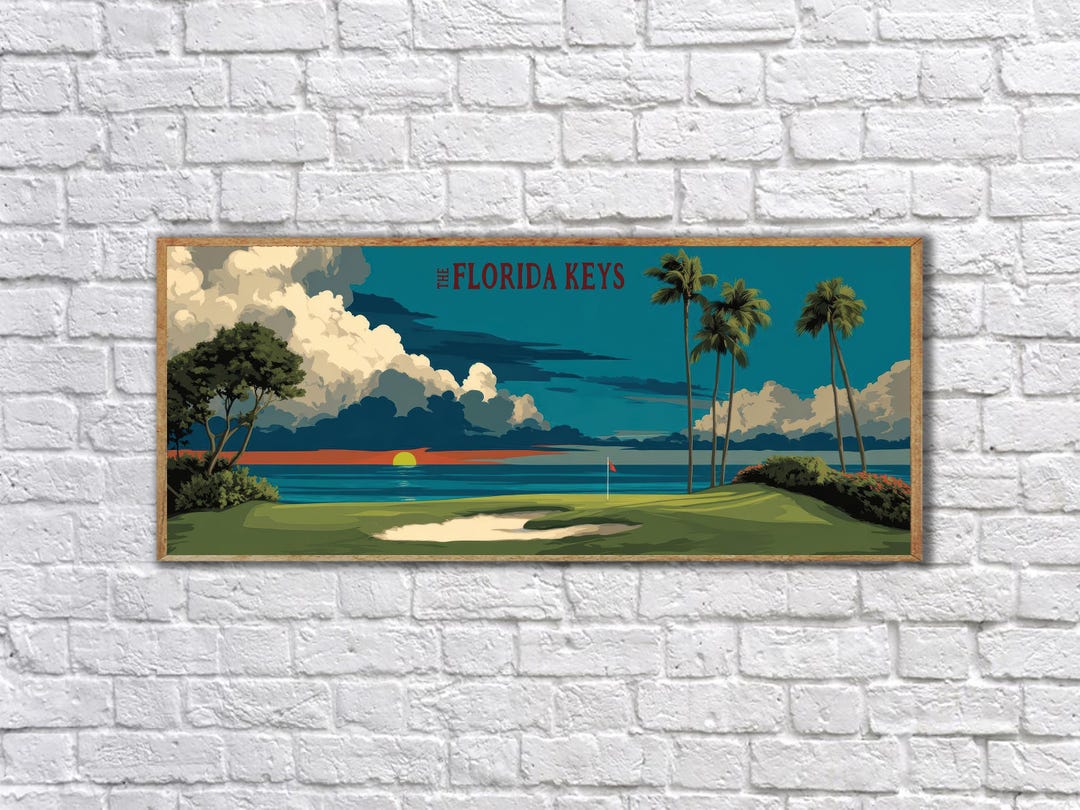 Florida Keys Print, Key West Decor Golf Wall Art, Vintage Travel Poster ...