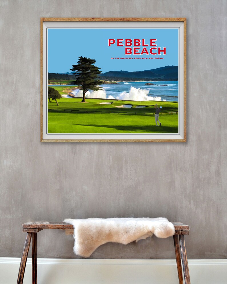 Golf Poster Pebble Beach Golf Course Golf Print Golf Decor - Etsy