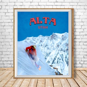 Alta Utah Poster, Utah Print, Alta Ski Resort Print, Skiing Poster ...