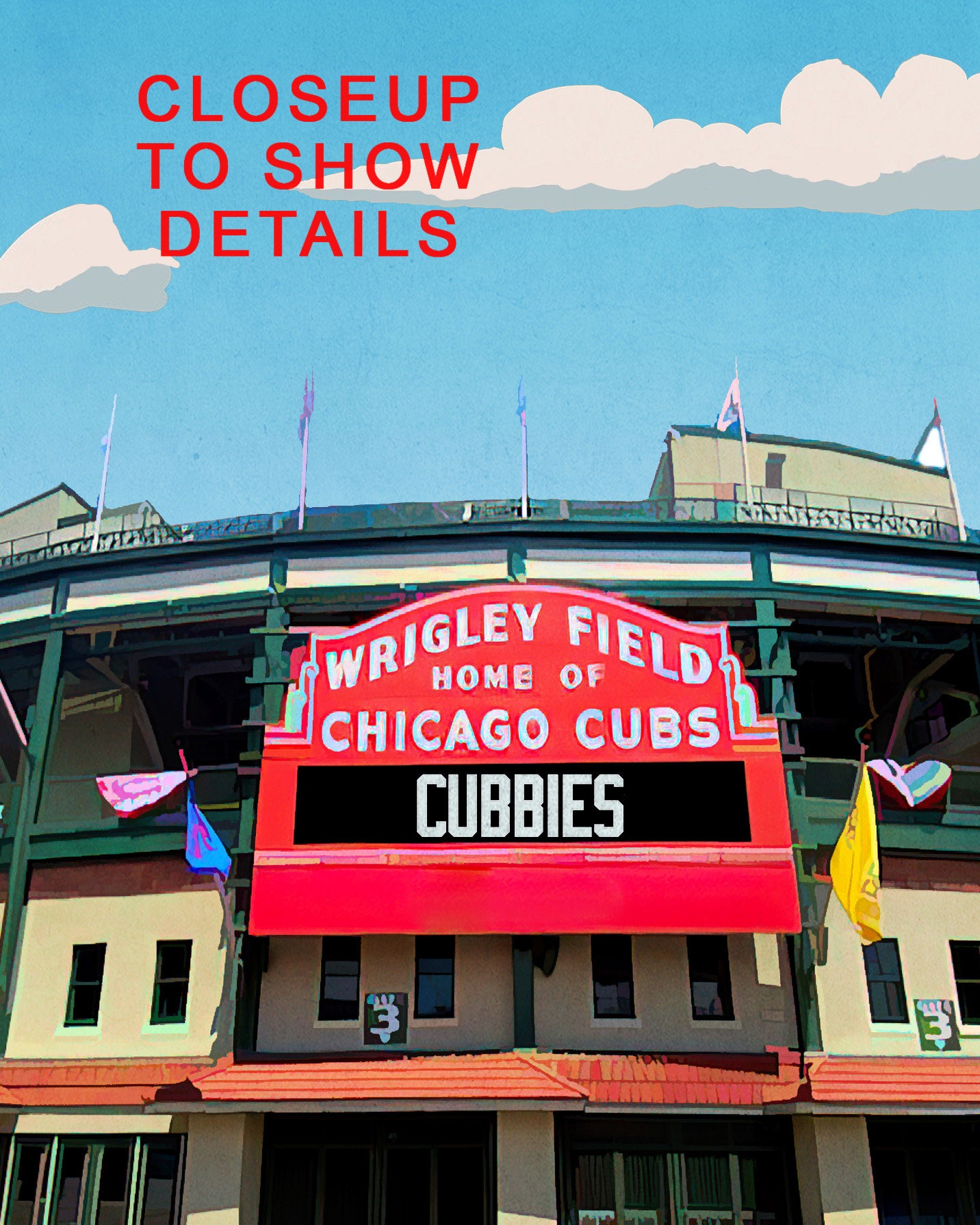 Chicago Cubs Poster Wrigley Field Print Chicago Decor - Etsy