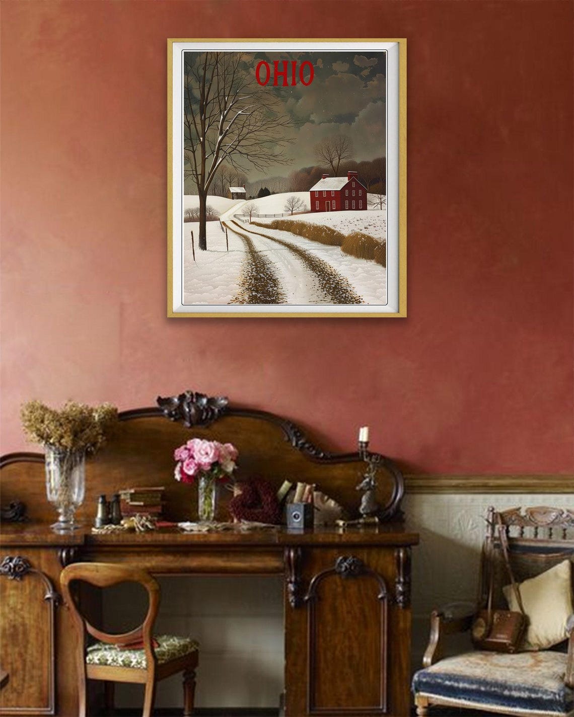 Ohio Poster, Rural Ohio Landscape Print, Winter Landscape Poster, Ohio ...
