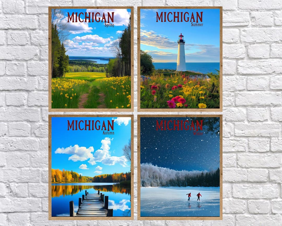 Michigan Posters, Discounted Set, Upper Peninsula Michigan Prints, Four ...