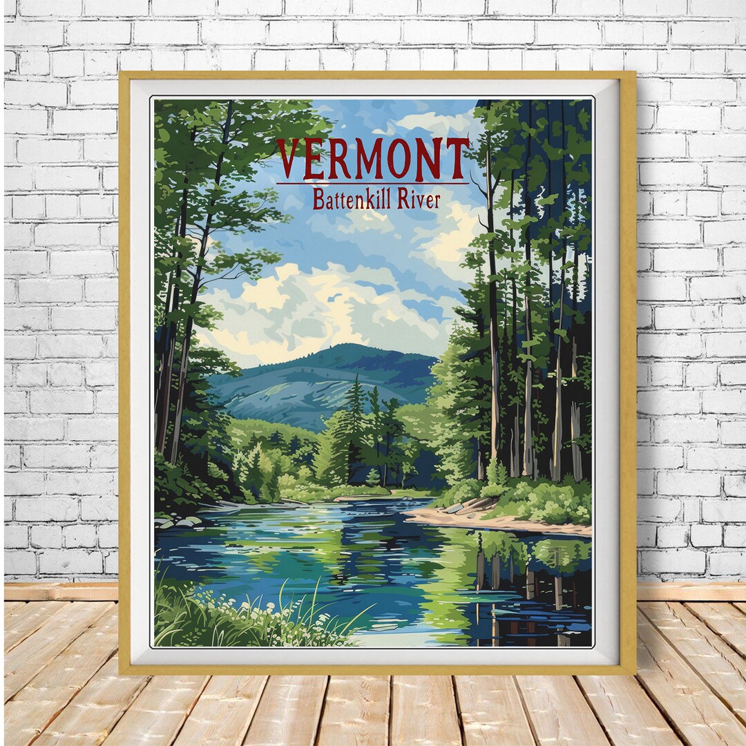 Vermont Poster, Battenkill River, Vermont Landscape Print, Vermont ...