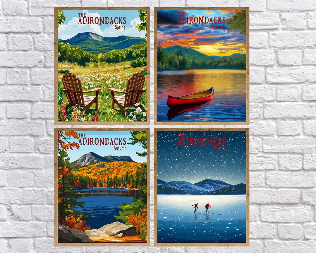 Adirondacks Posters, Discounted Set, Upper New York State Prints, Four ...