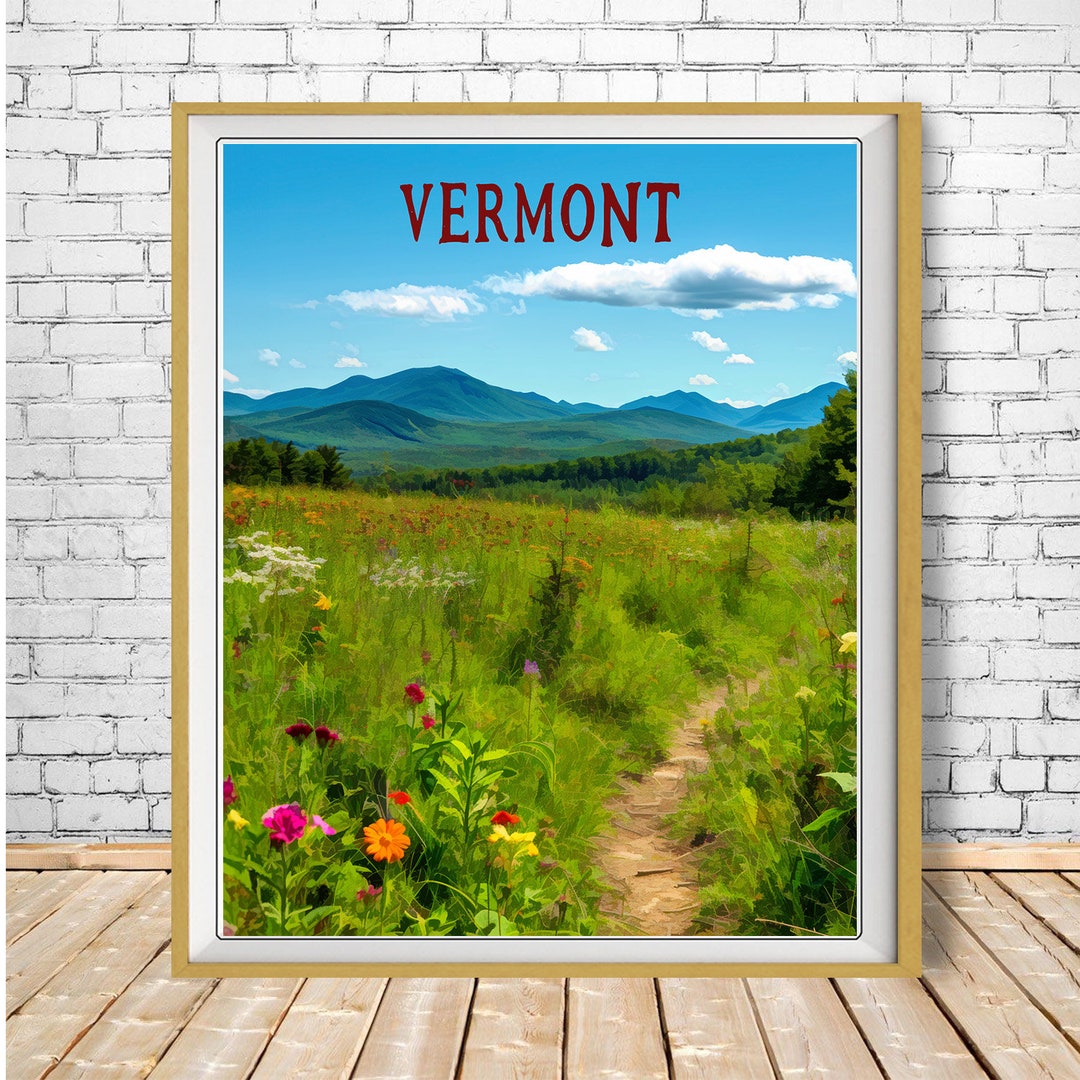 Vermont Poster, Green Mountains Print, Vermont Landscape Print ...