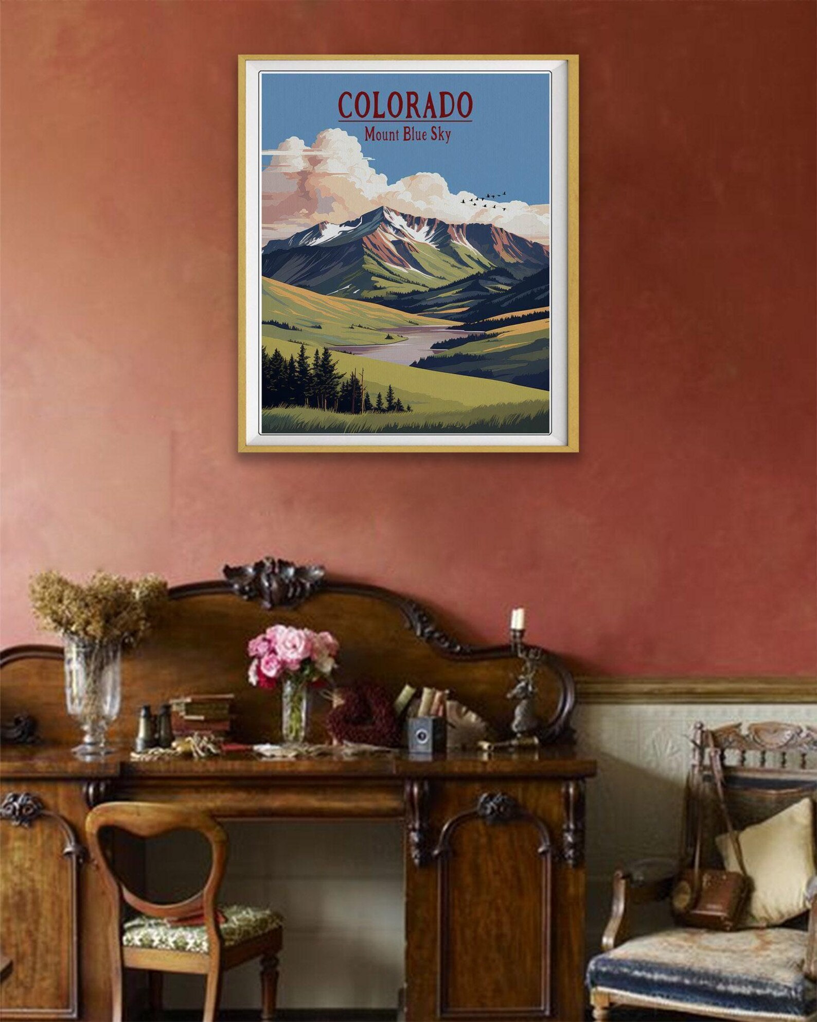 Mount Blue Sky Poster, Colorado Print, Denver Art, Mount Blue Sky Print ...