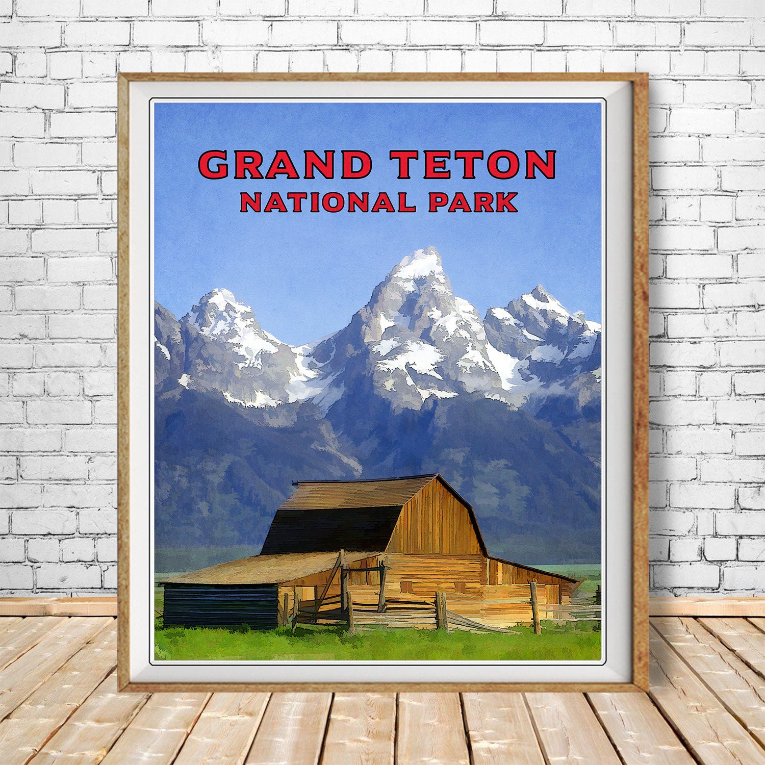 Grand Teton Poster National Park Print Teton Barn Photo - Etsy