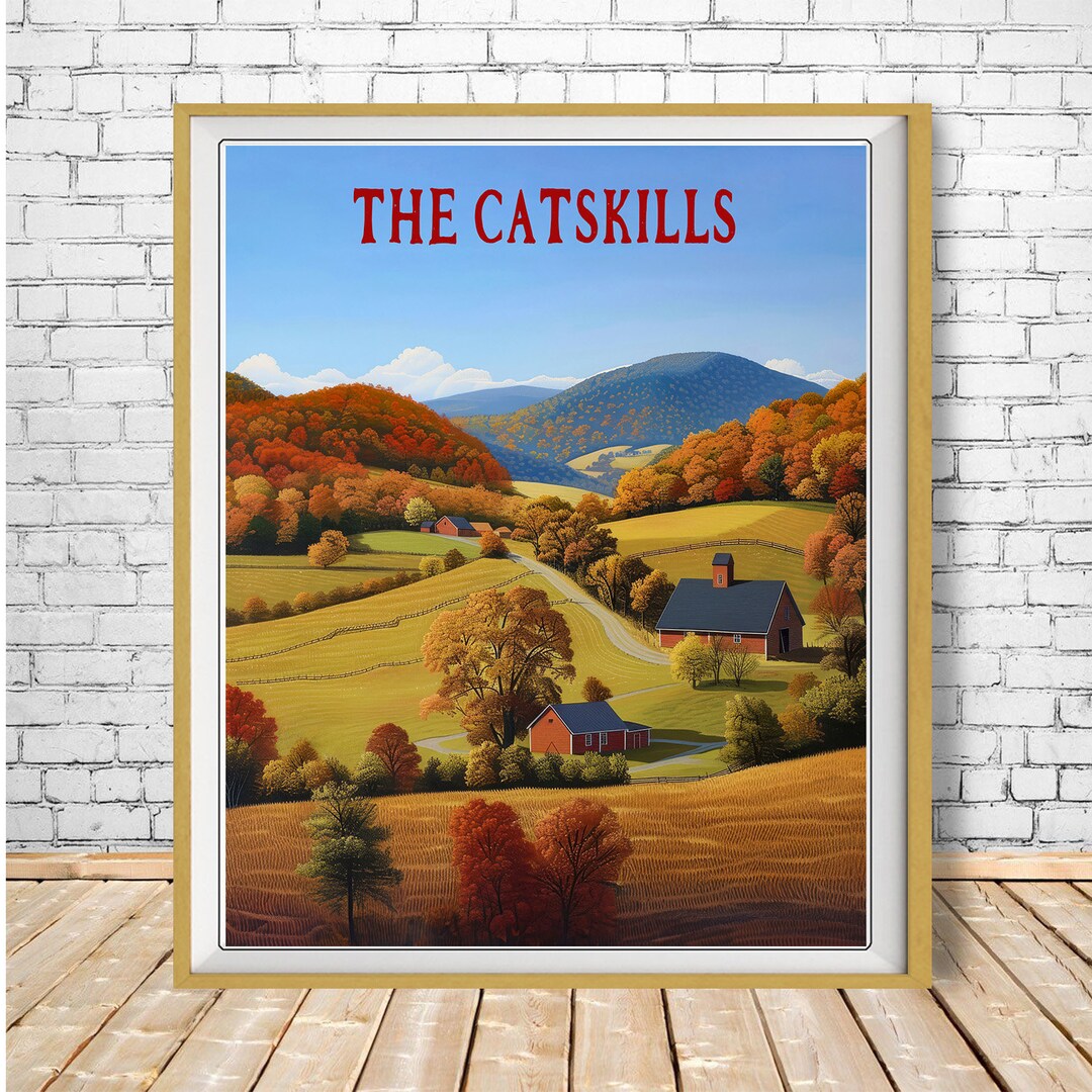 Catskills Poster, Rural New York Countryside Print, Autumn Landscape ...