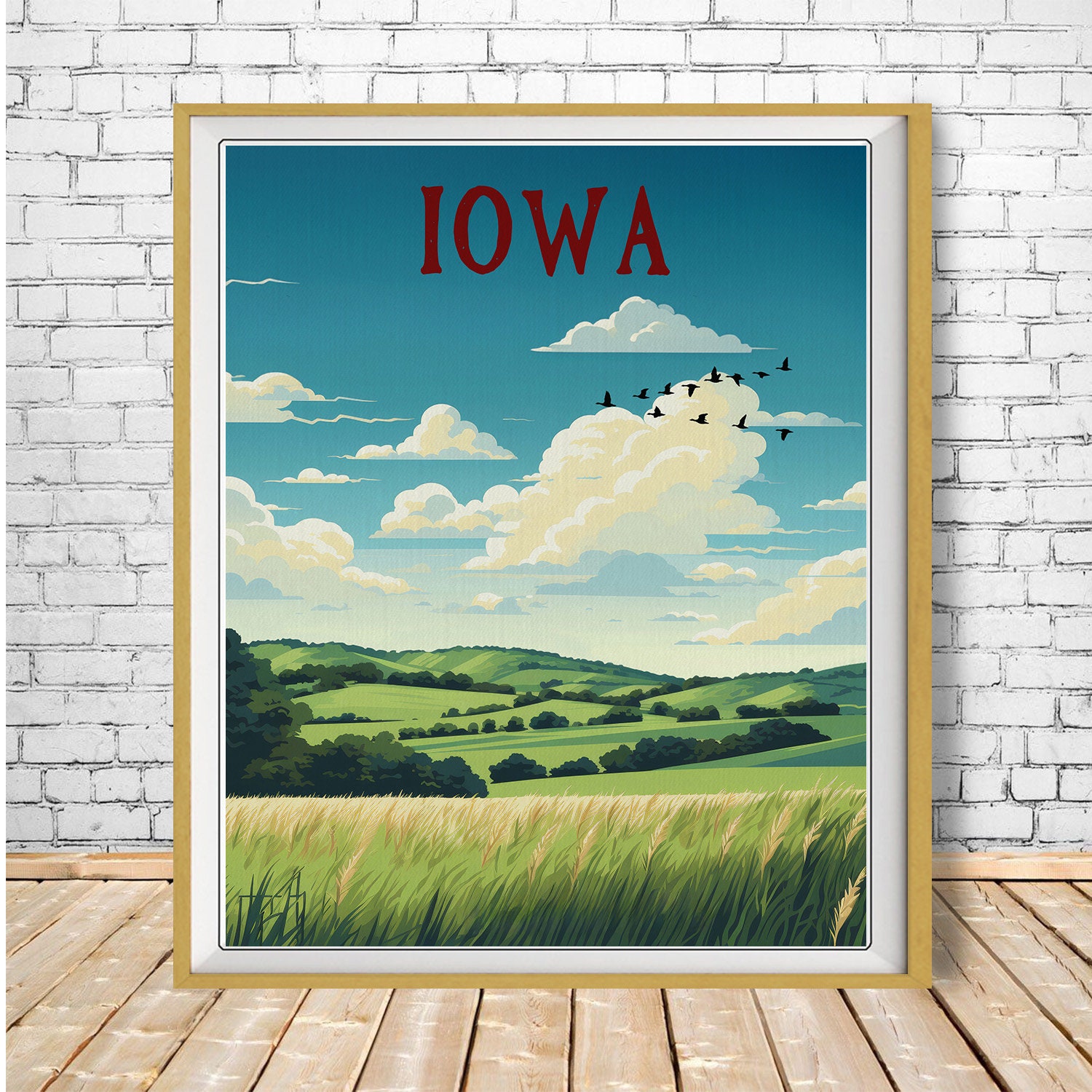 Iowa Poster, Iowa Landscape Print, Iowa Decor, Iowa Countryside, Des ...
